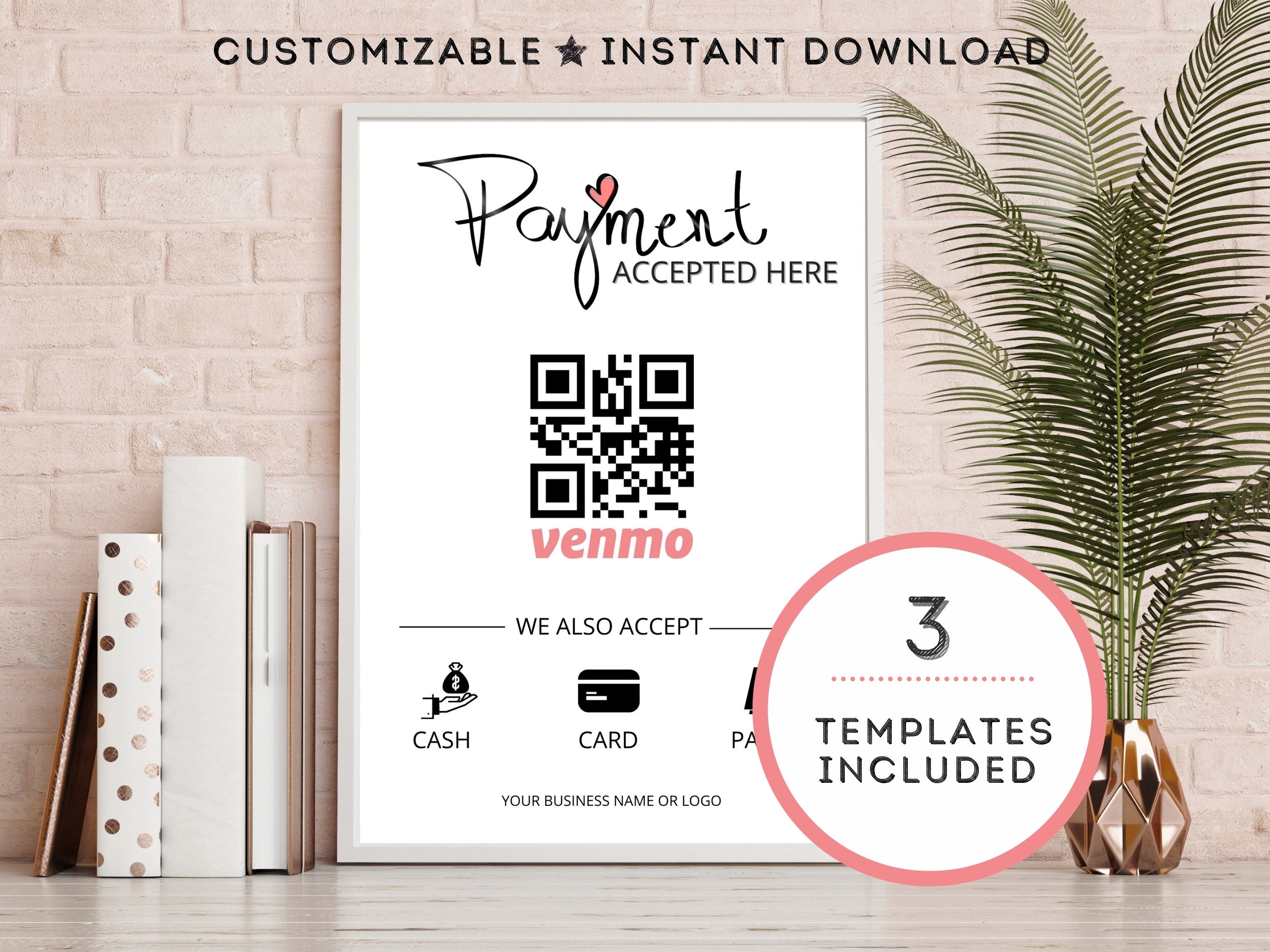 SCAN to PAY QR Code Sign Small Business Sign Venmo Sign | Etsy