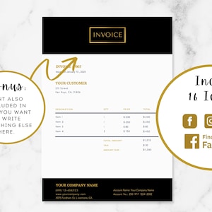 BLACK & GOLD Invoice Template for Small Businesses Professional and ...