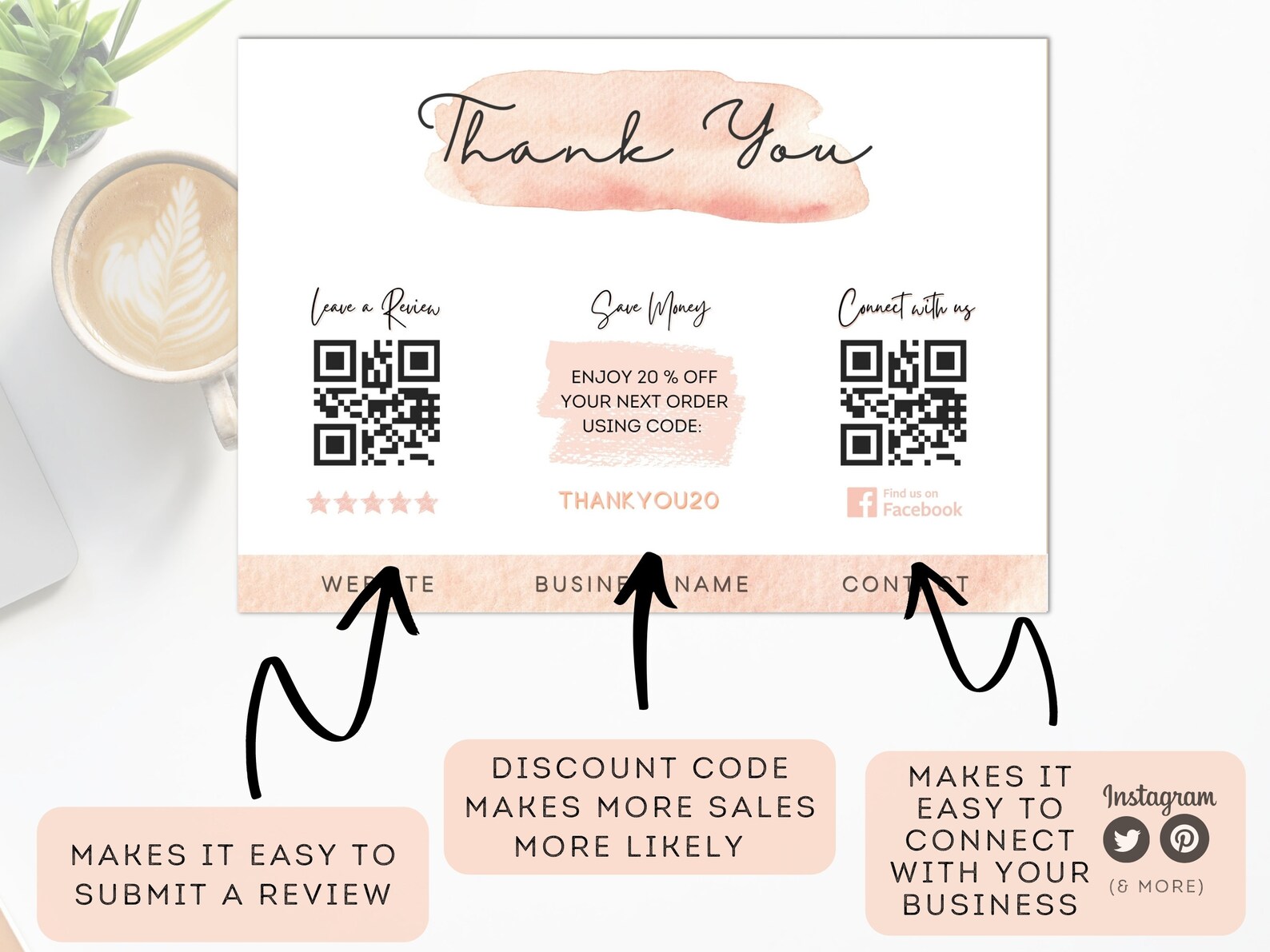 CUSTOM Insert Card QR CODE Thank You for Your Order - Etsy