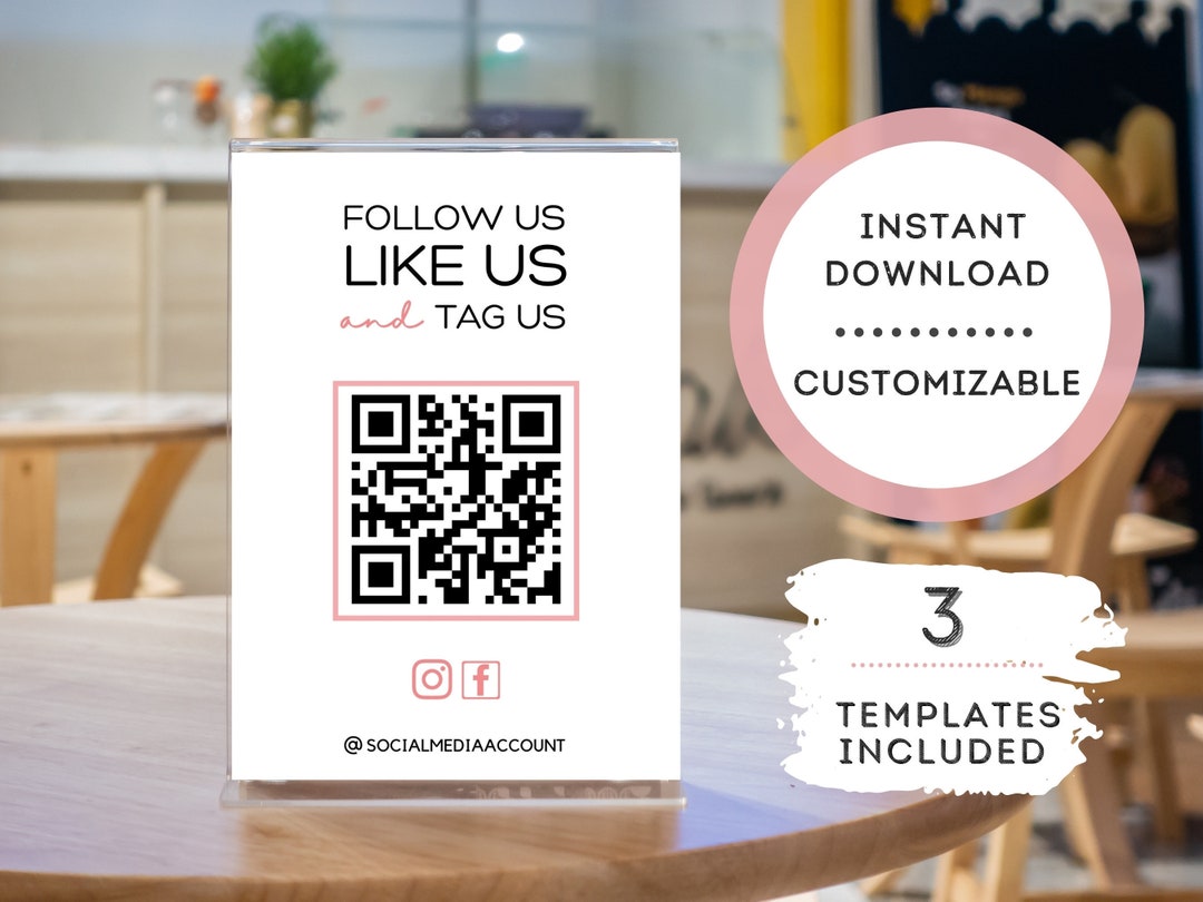 FOLLOW Us LIKE Us TAG Us Social Media Qr Code Sign Pop up - Etsy Canada