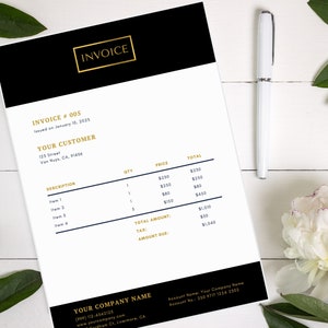 BLACK & GOLD Invoice Template for Small Businesses Professional and ...