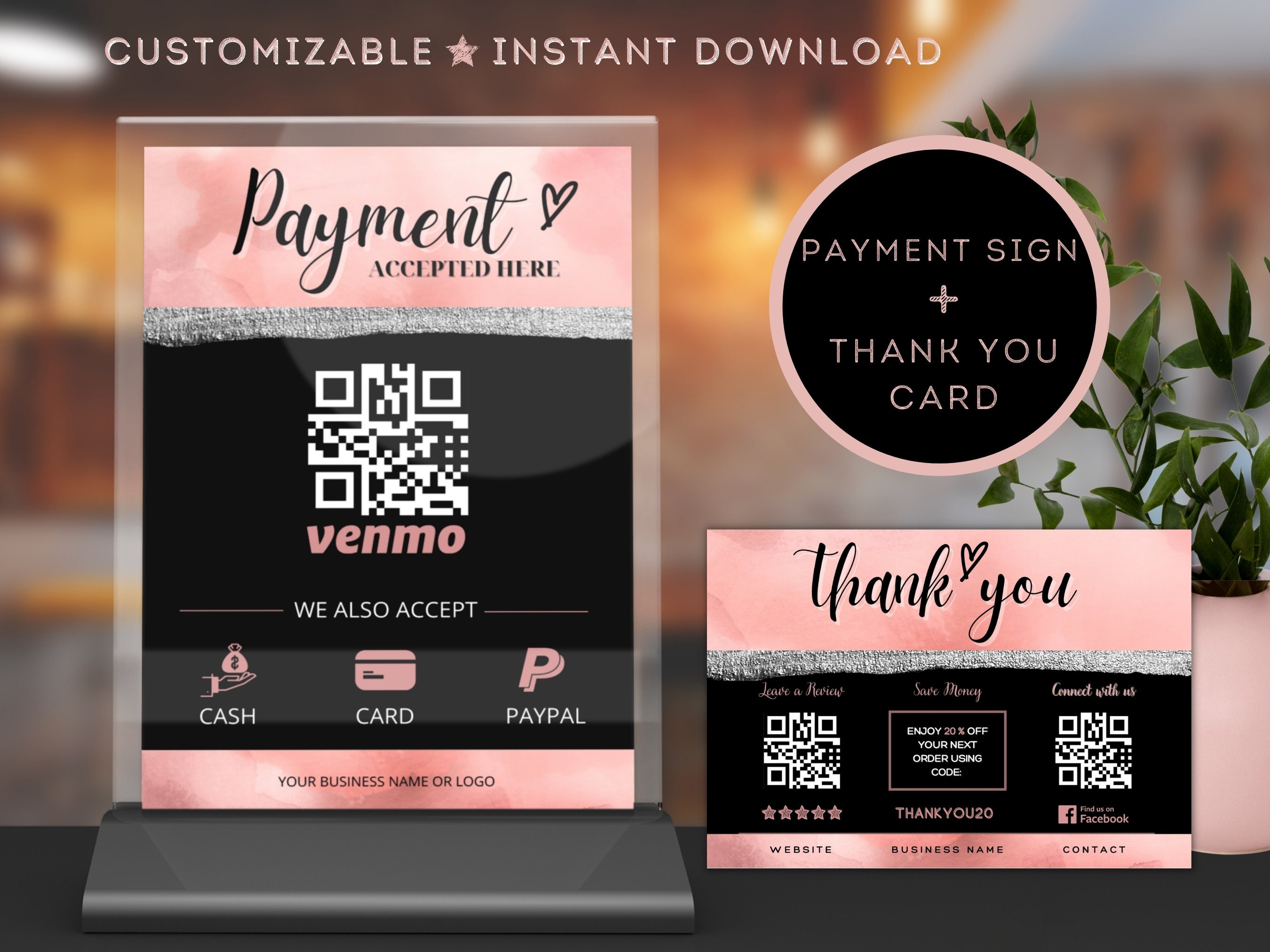 QR CODE SIGN Pop up Shop Payment Sign Scan to Pay Sign Vendor Display ...