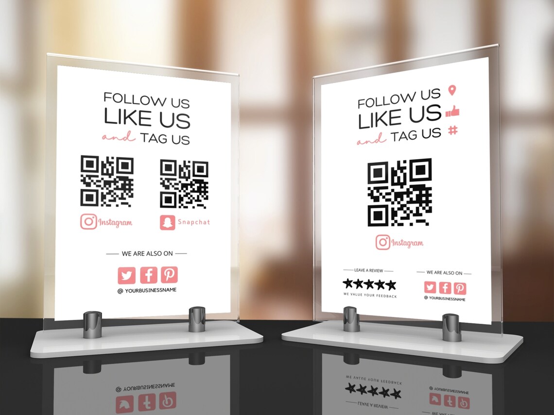 FOLLOW us LIKE us TAG us Social Media Qr Code Sign Pop Up | Etsy