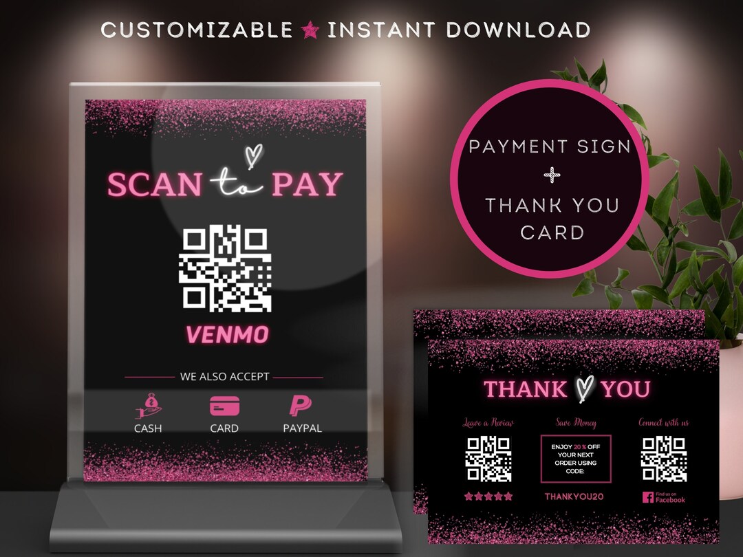 QR CODE SIGN Pop up Shop Payment Sign Scan to Pay Sign Vendor Display ...