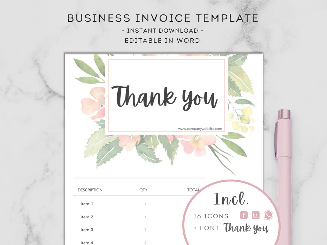FLOWER Invoice Template Download Professional Invoice for Small ...