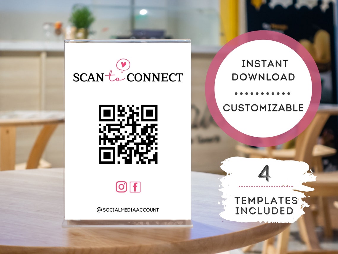 CUSTOM QR CODE Sign Business Sign Connect With Us Social - Etsy