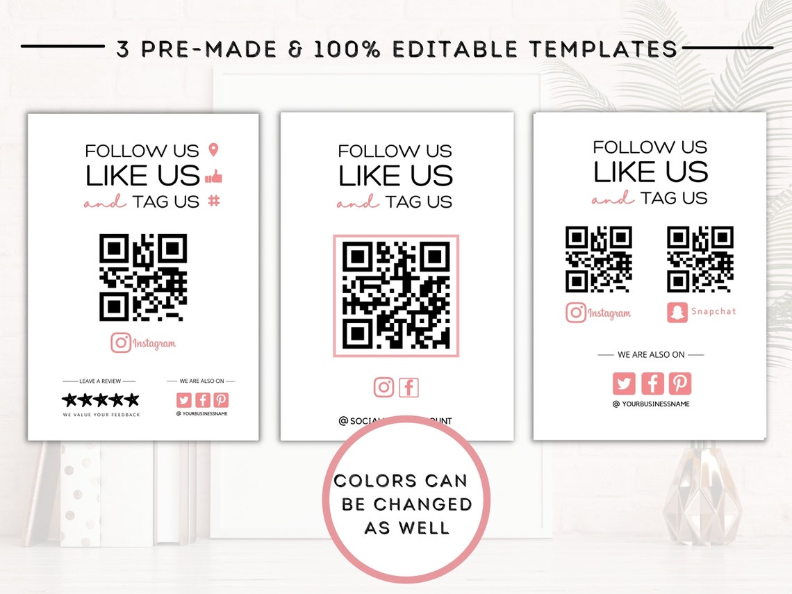 FOLLOW Us LIKE Us TAG Us Social Media Qr Code Sign Pop up - Etsy UK