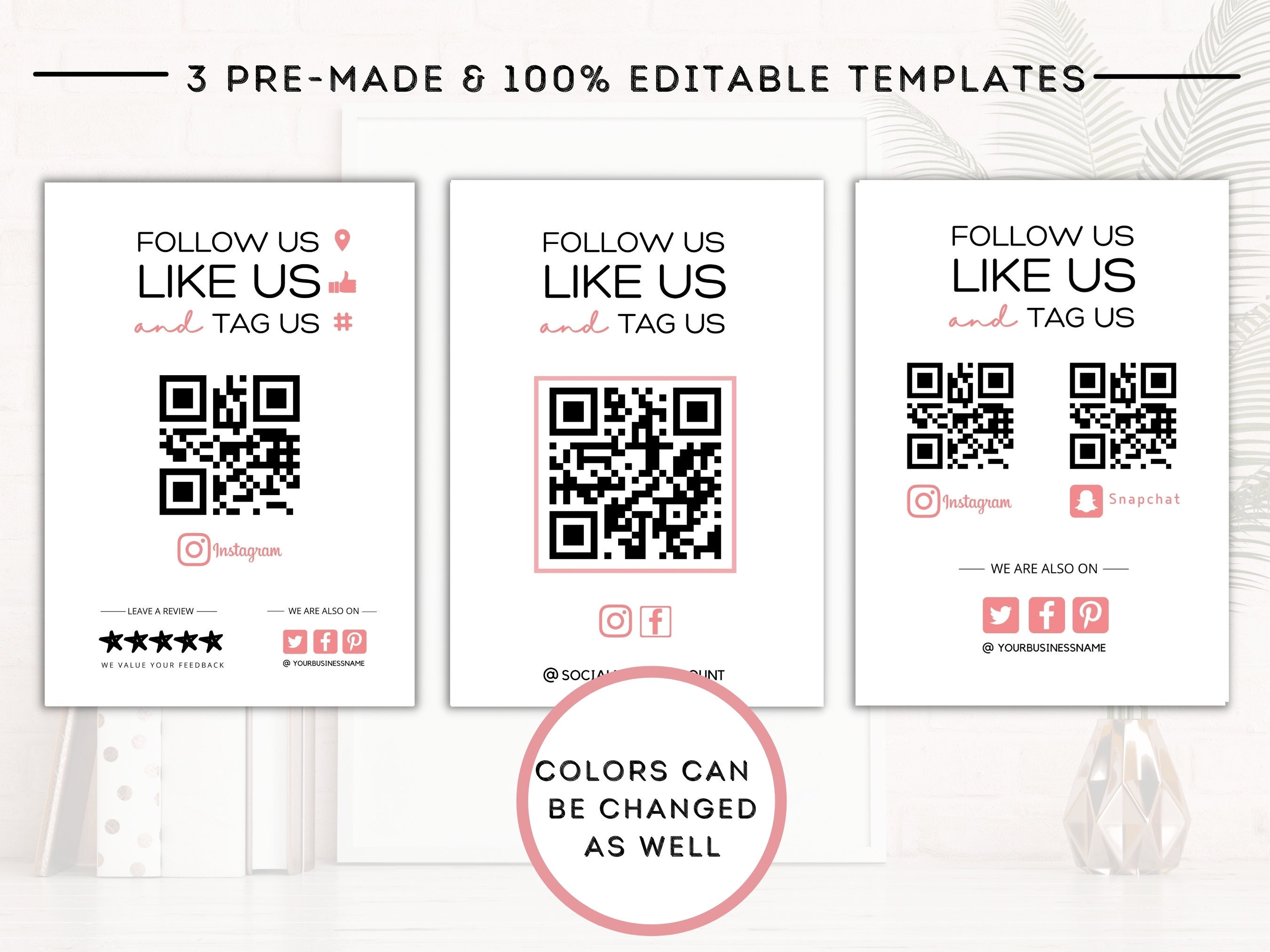 FOLLOW Us LIKE Us TAG Us Social Media Qr Code Sign Pop up - Etsy UK