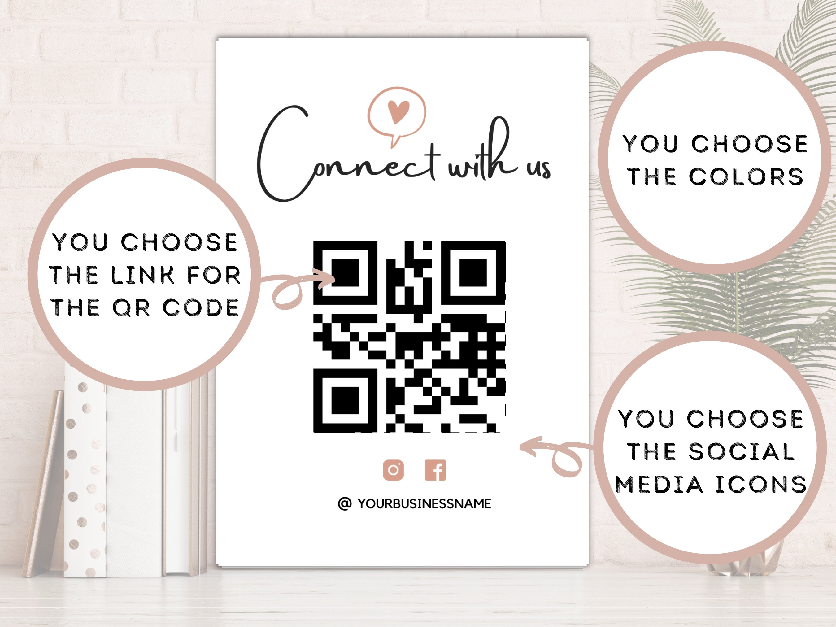 CUSTOM QR CODE Sign Business Sign Connect With Us Social | Etsy