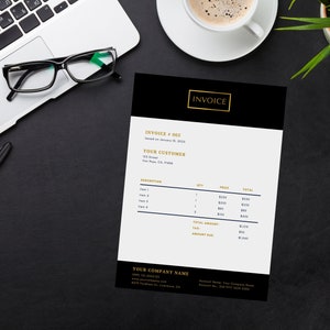 BLACK & GOLD Invoice Template for Small Businesses Professional and ...