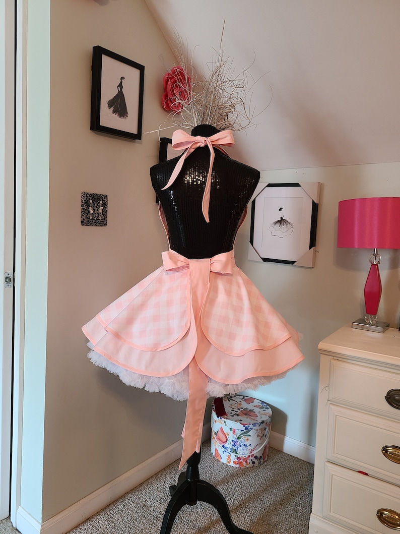 Retro Style Apron in Pale Pink and White Check With Matching | Etsy