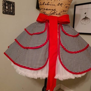 Houndstooth Retro Style Apron With Red Trim - Etsy