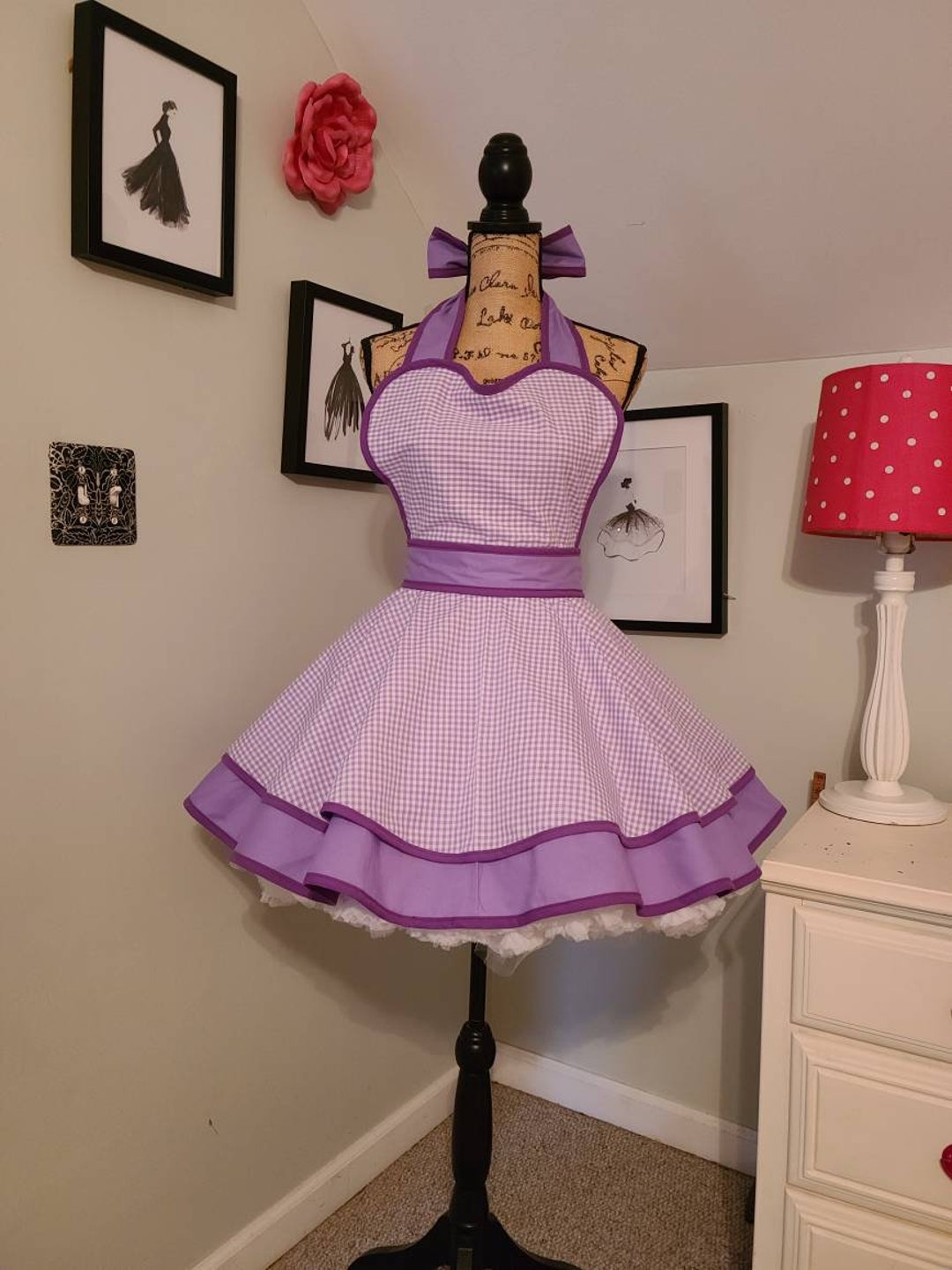 Purple Gingham Vintage Inspired Hostess Apron - Etsy