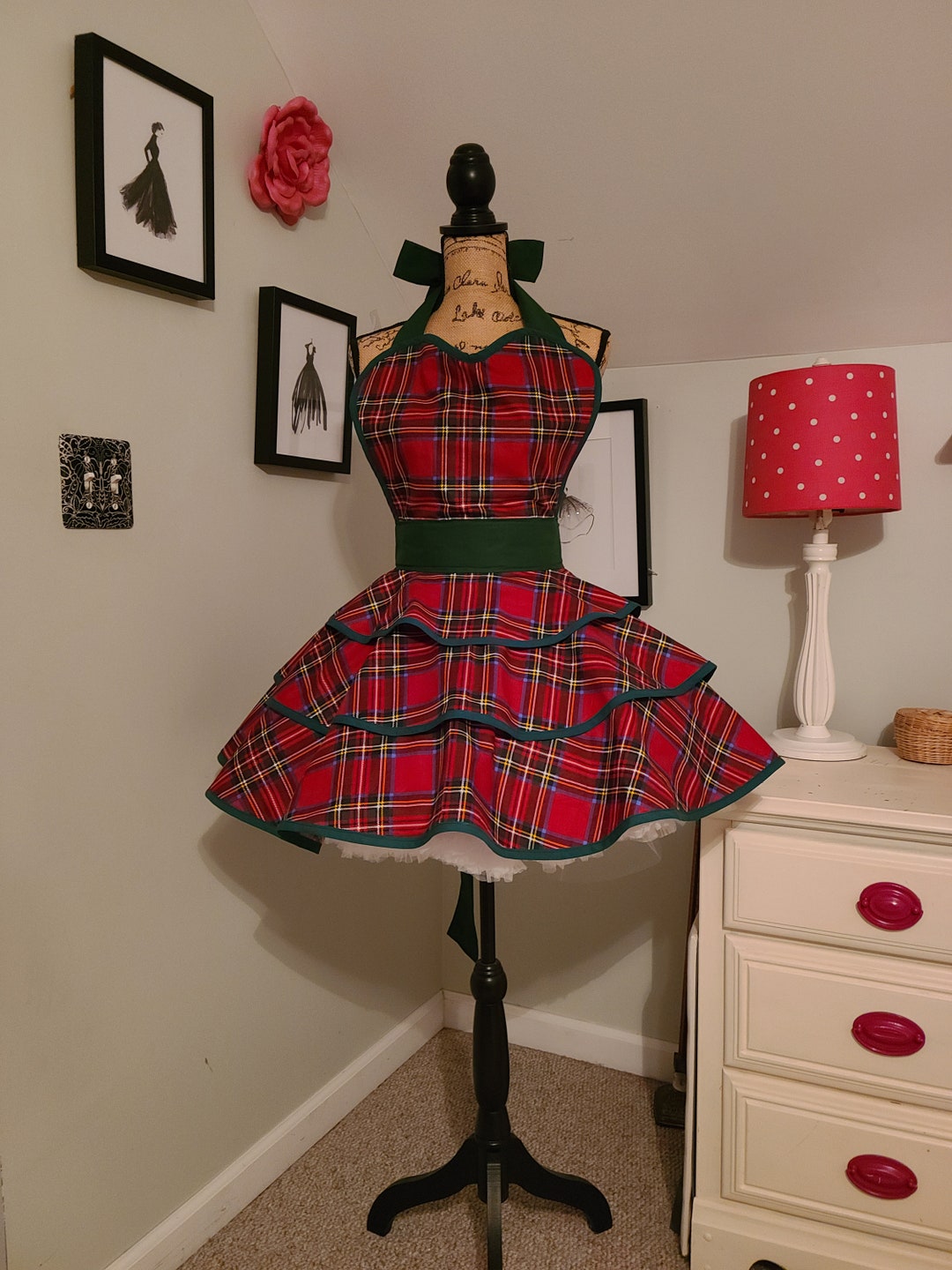 Holiday Red Tartan Plaid Retro Style Hostess Apron - Etsy Holiday Red Tartan Plaid Retro Style Hostess Apron - Etsy