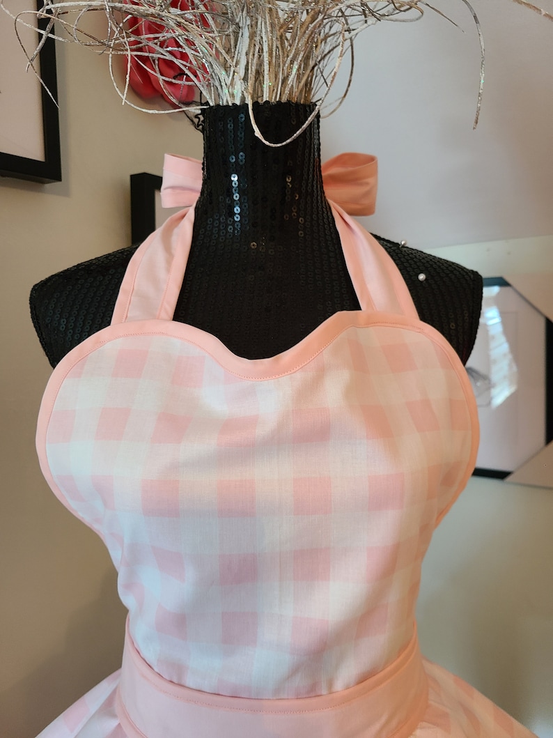 Retro Style Apron in Pale Pink and White Check With Matching | Etsy