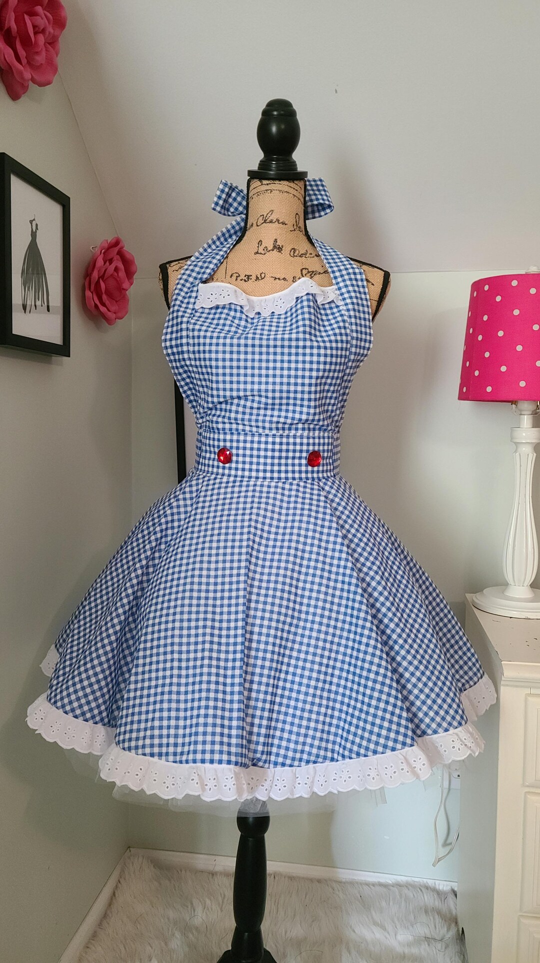Dorothy Cosplay Apron With Ruby Red Glass Buttons - Etsy