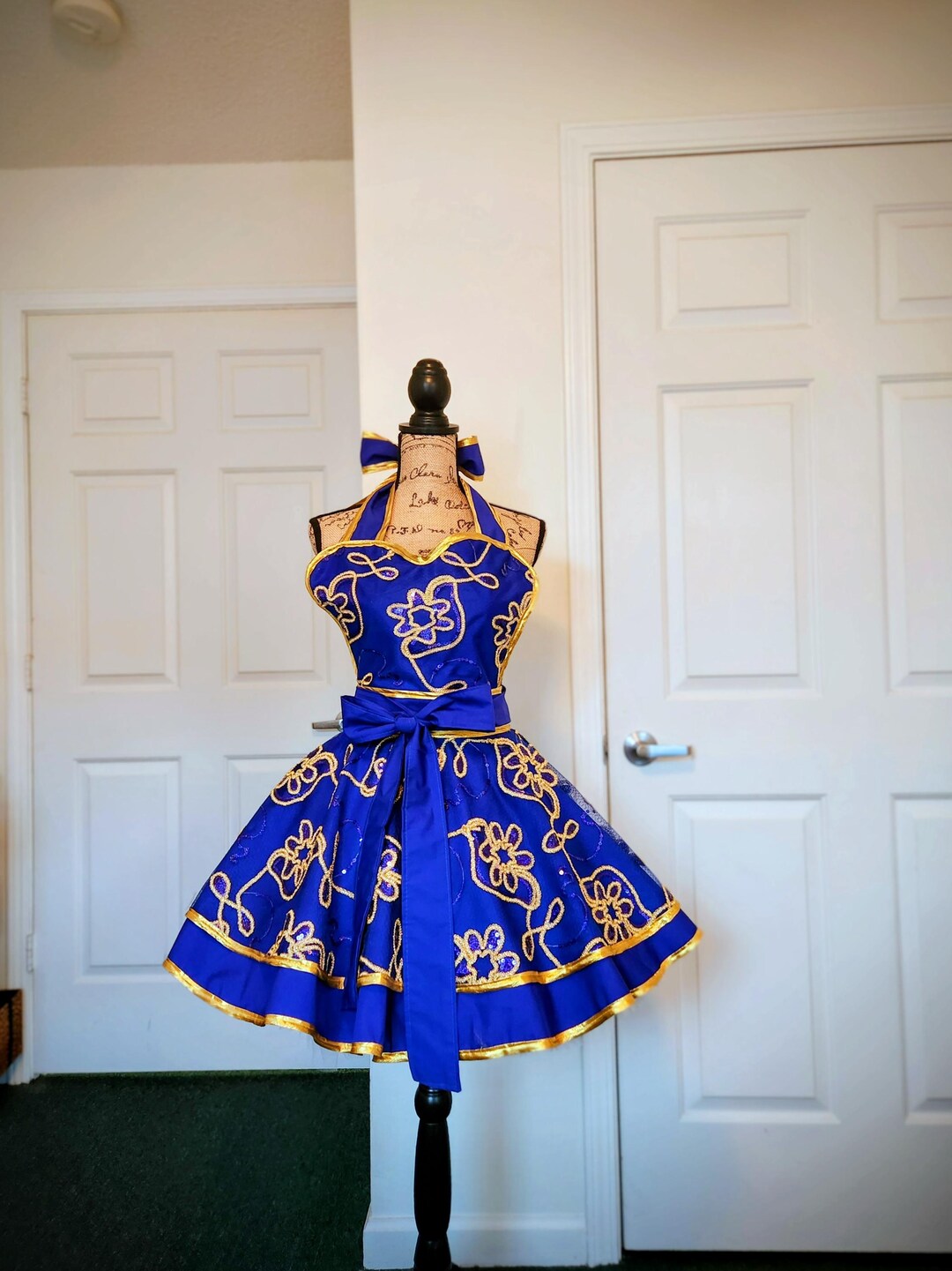 Fancy Cobalt Blue and Gold Hostess Apron - Etsy