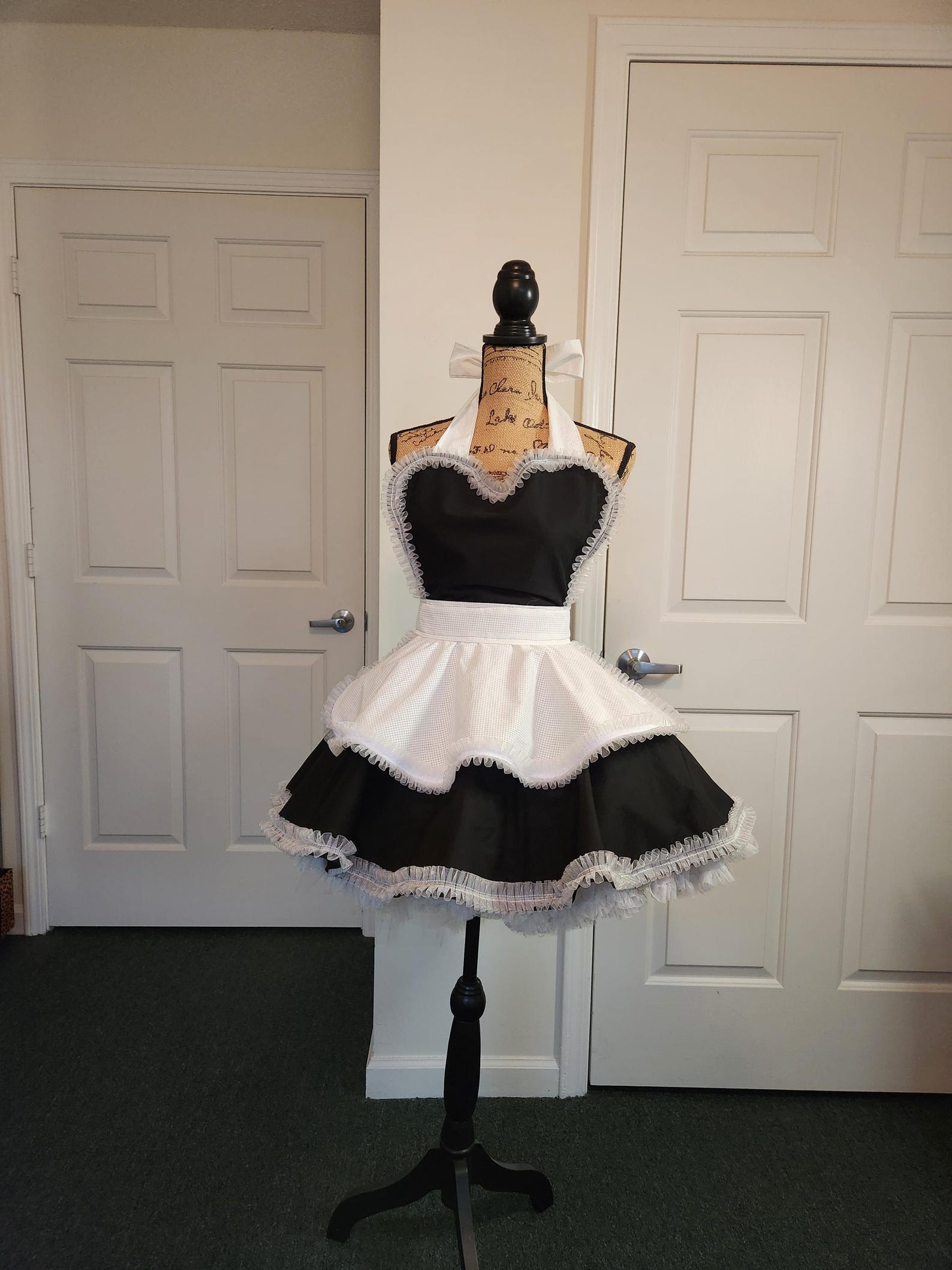 Flirty Black and White French Maid Apron - Etsy