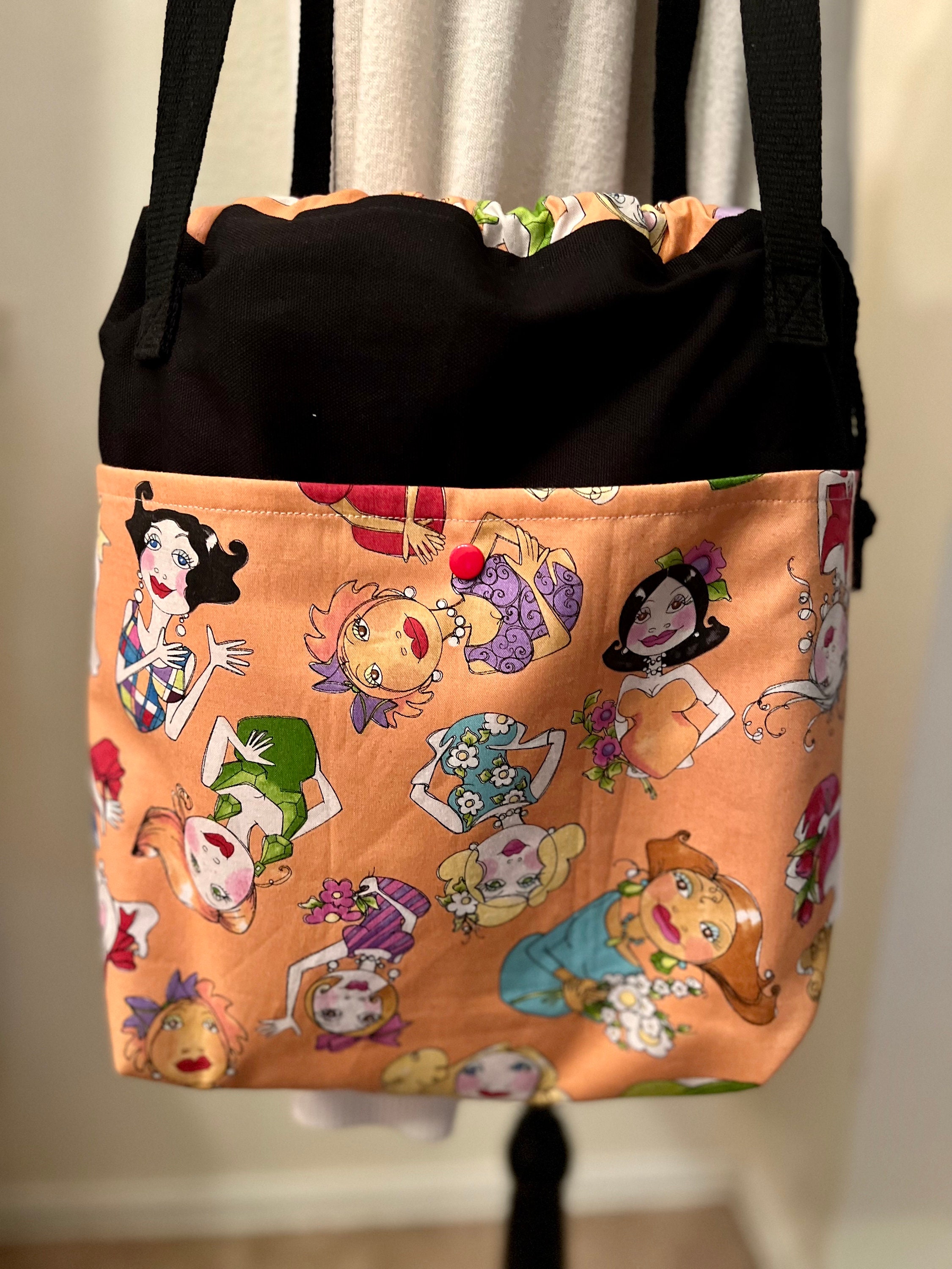 Black Drawstring Tote Bags - Etsy