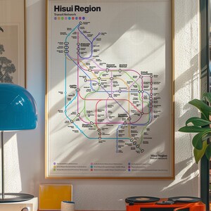 Hisui Region Transit Map / 2 Color Pack / Fantasy Map, Unique Metro Map ...