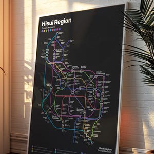 Hisui Region Transit Map / 2 Color Pack / Fantasy Map, Unique Metro Map ...