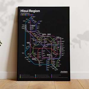 Hisui Region Transit Map, Fantasy Map, Unique Metro Map, Unique Gift ...
