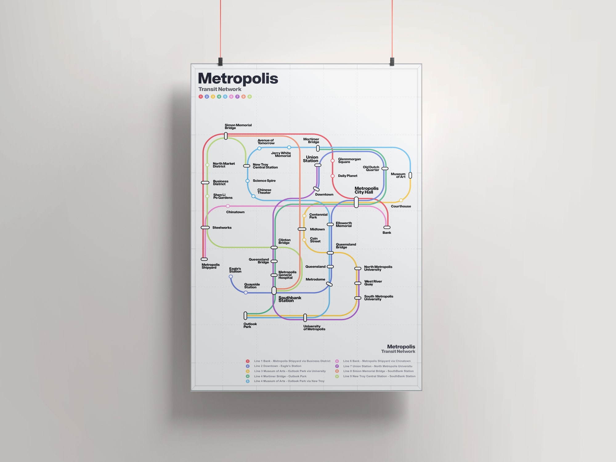 Metropolis Transit Map, Fantasy Map, Unique Metro Map, Unique Gift ...
