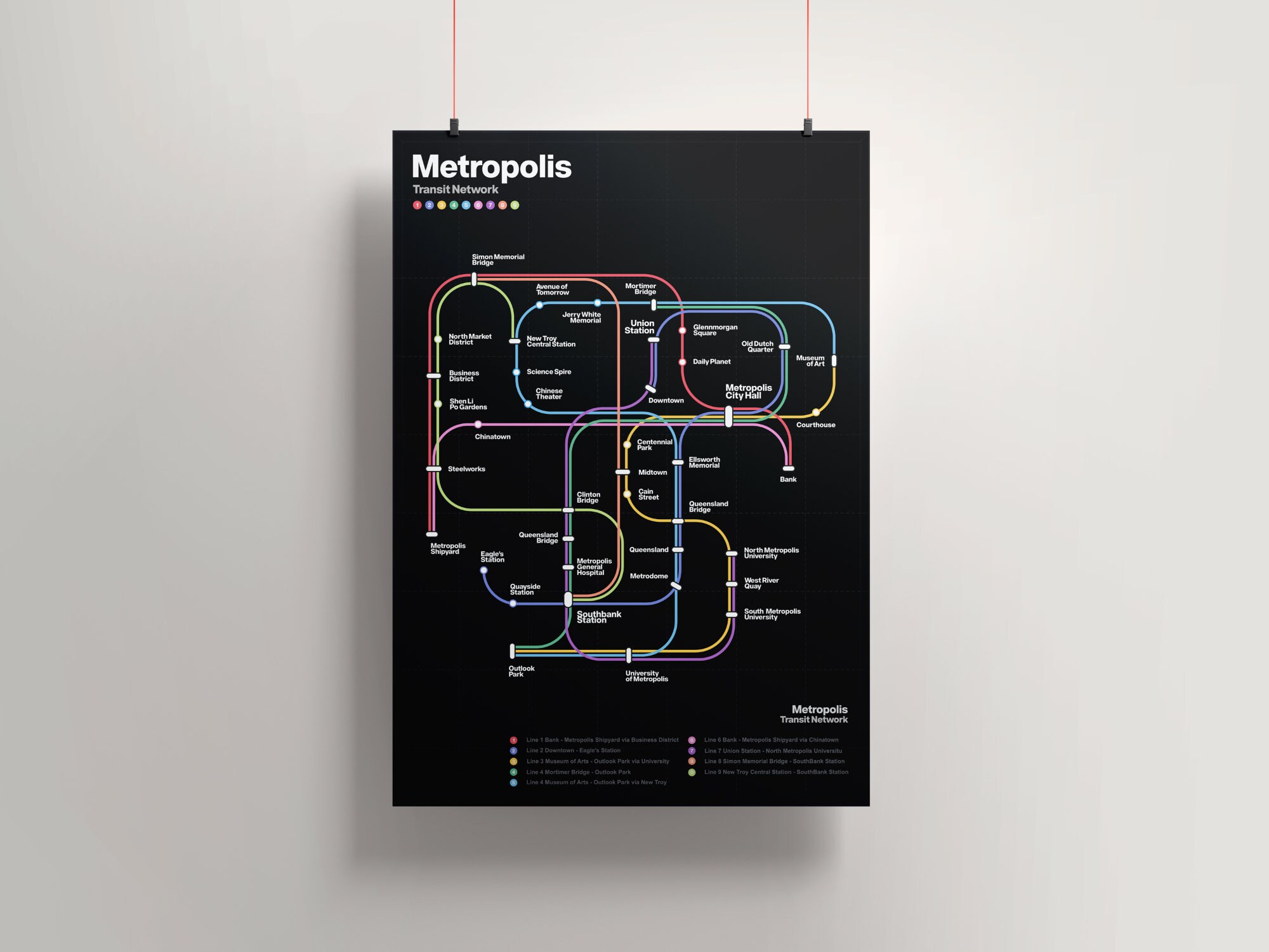 Metropolis Transit Map Fantasy Map Unique Metro Map Unique - Etsy