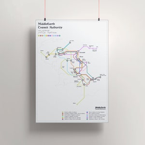 Middle Earth Transit Map, Fantasy Map, Unique Metro Map, Unique Gift ...
