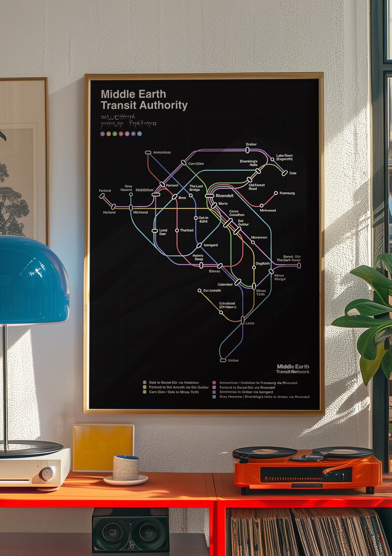 Middle Earth Transit Map Art Print: Fantasy Metro Map (digital Download ...
