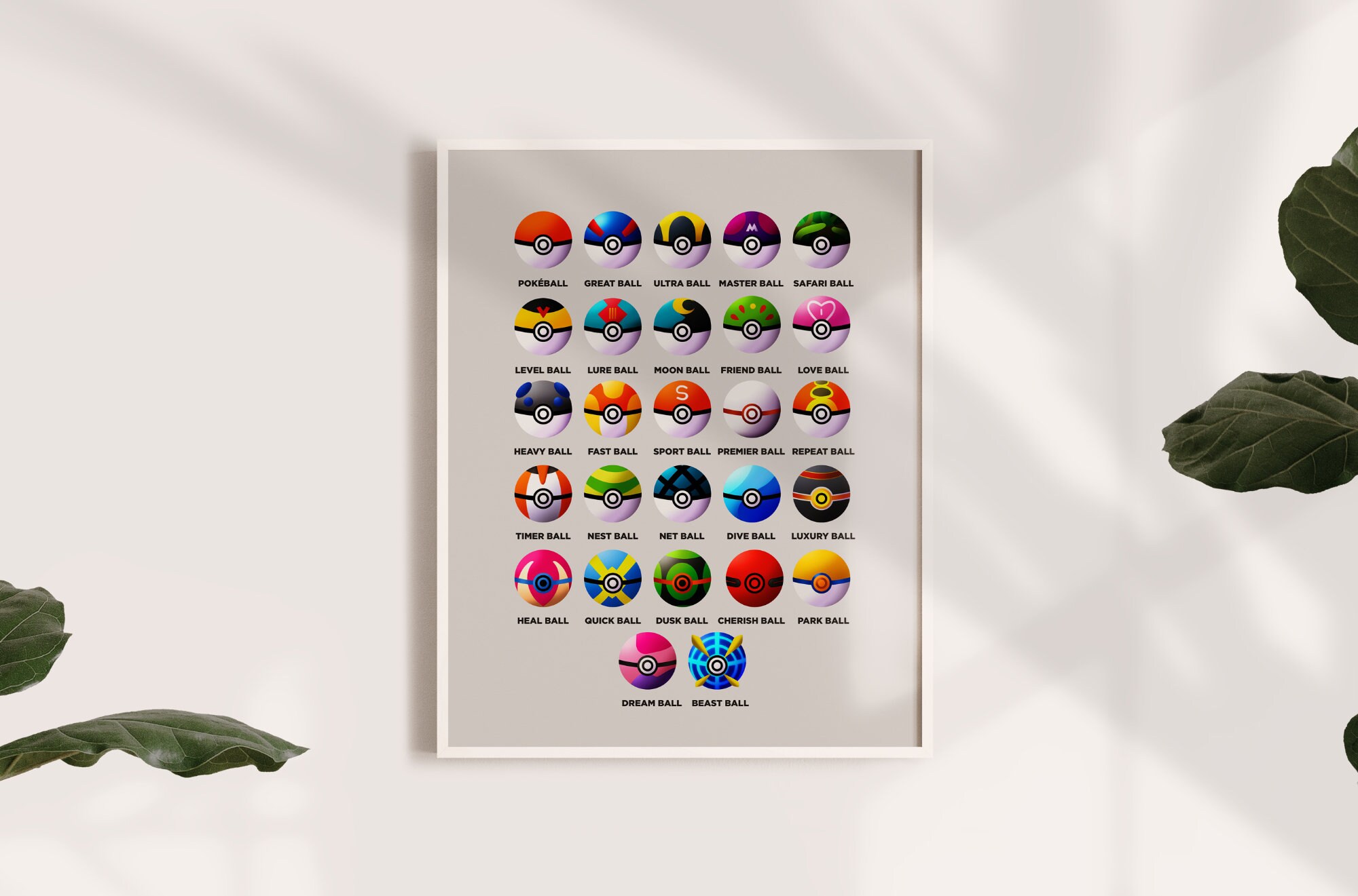 Pokéball Print, Fantasy Poster Minimalist Fantasy Print, Unique Gift ...
