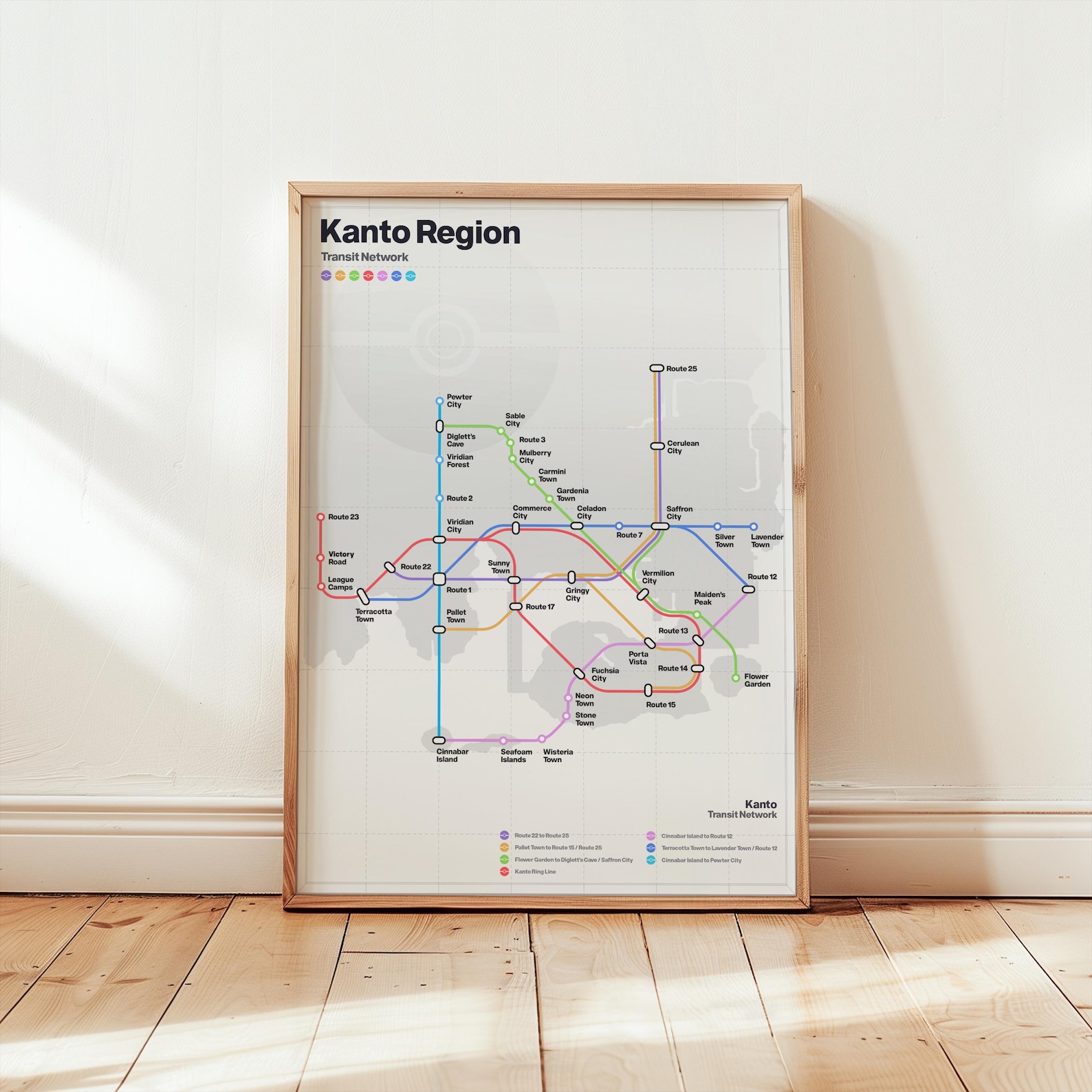 Kanto Region Transit Map / 2 Color Pack / Fantasy Map, Unique Metro Map ...