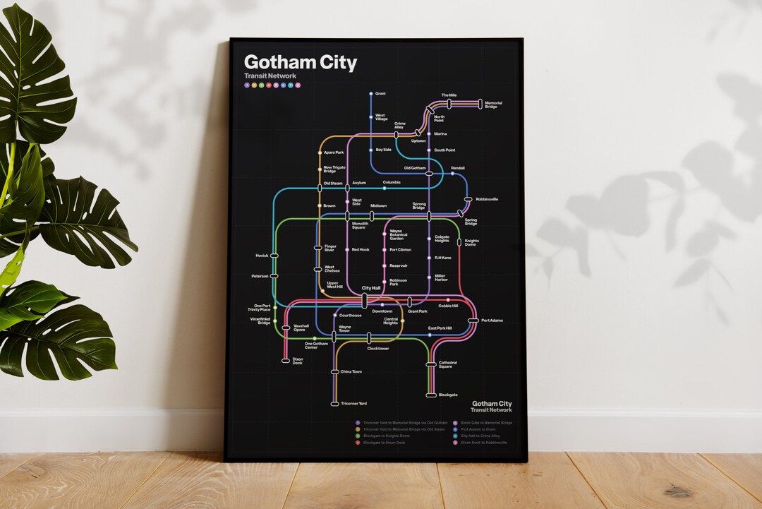 Gotham City Transit Map Fantasy Map Unique Metro Map Unique - Etsy Canada