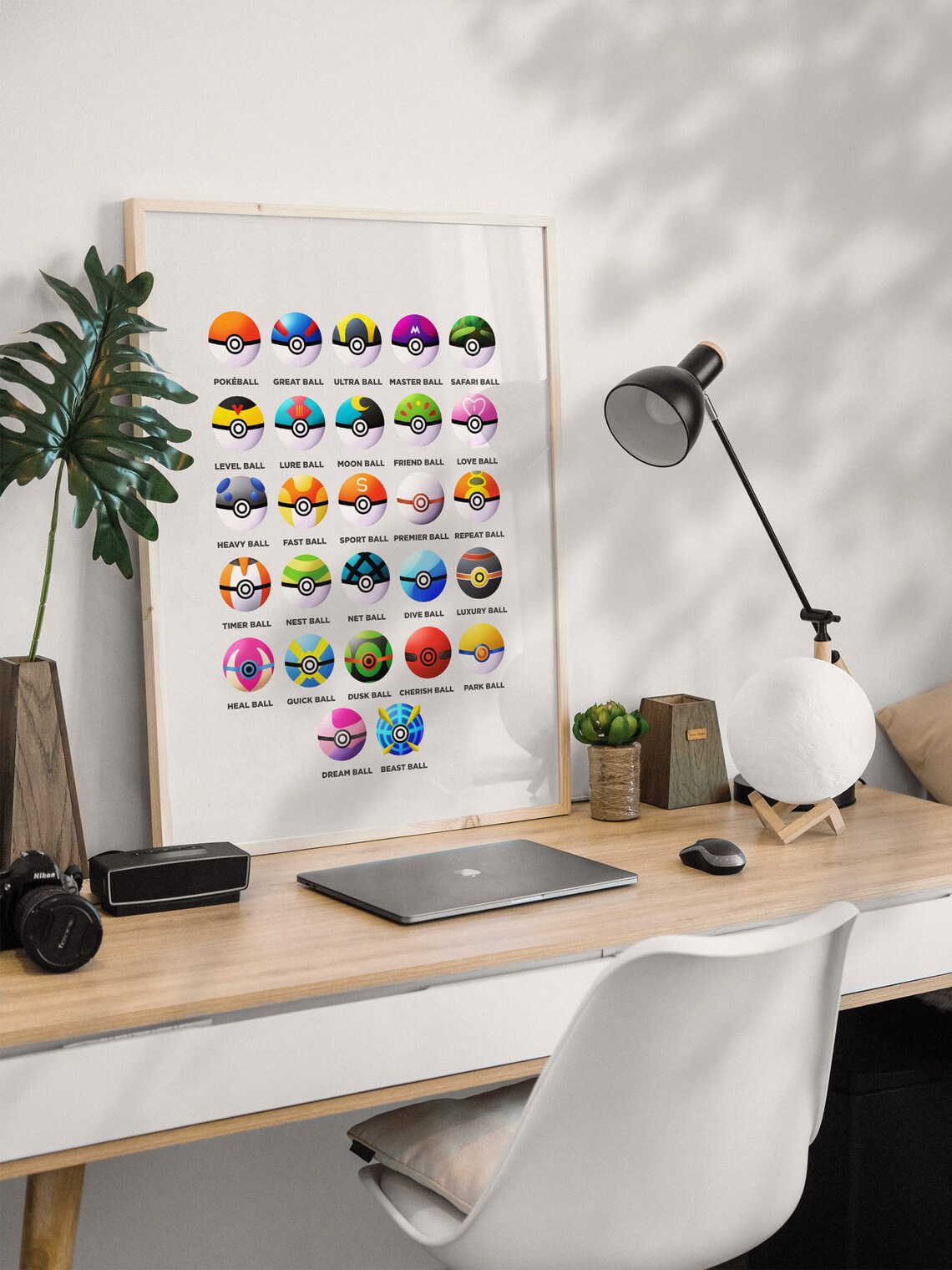 Pokéball Print, Fantasy Poster Minimalist Fantasy Print, Unique Gift ...