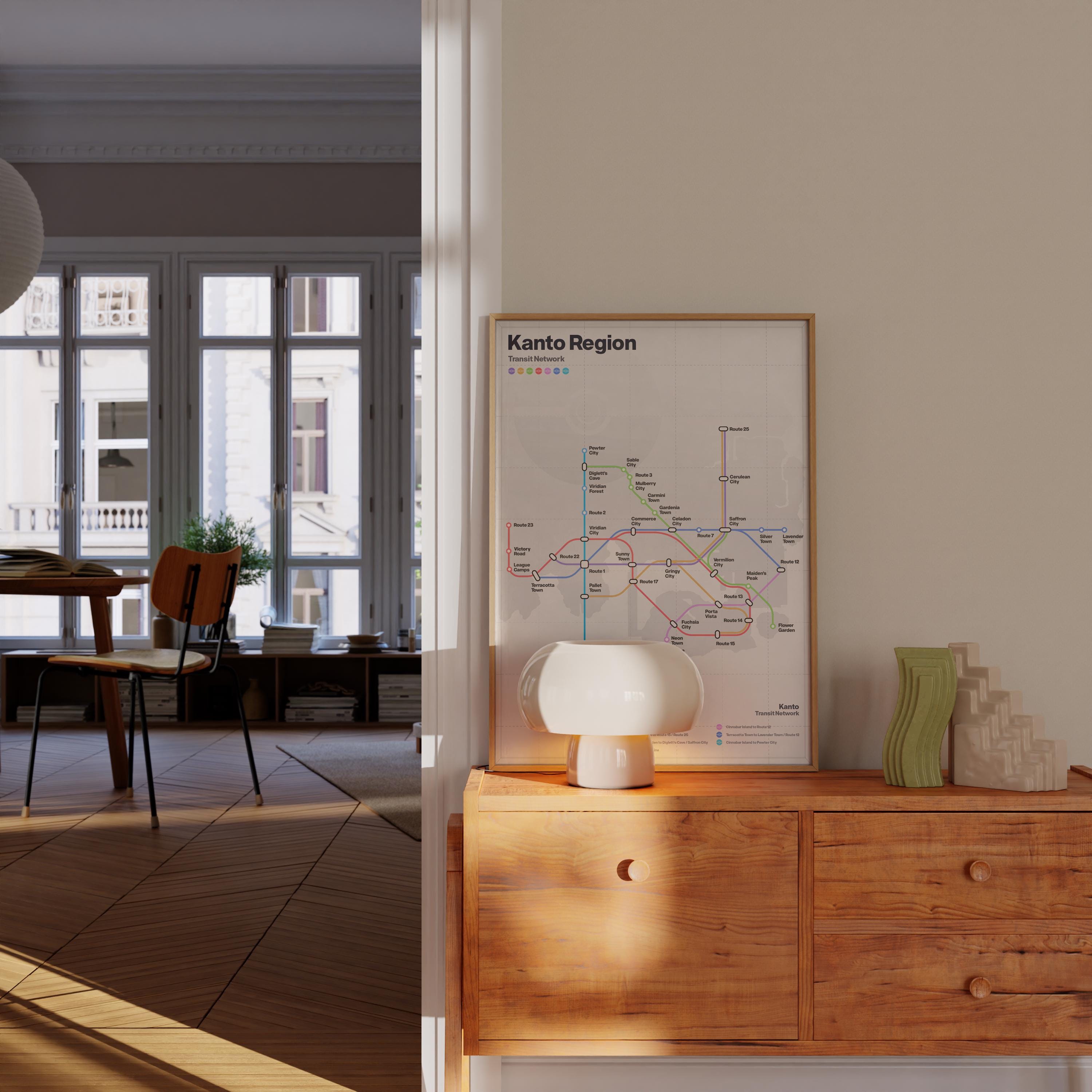 Kanto Region Transit Map / 2 Color Pack / Fantasy Map, Unique Metro Map ...