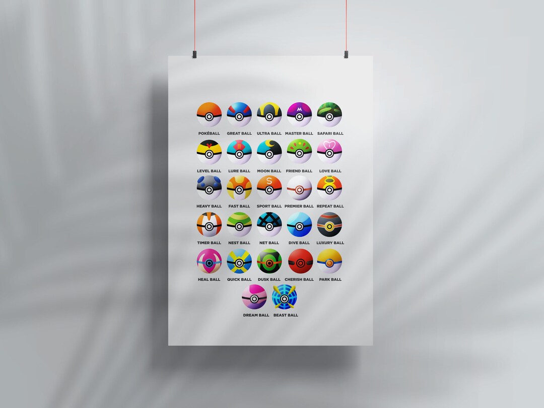 Pokéball Print, Fantasy Poster Minimalist Fantasy Print, Unique Gift ...