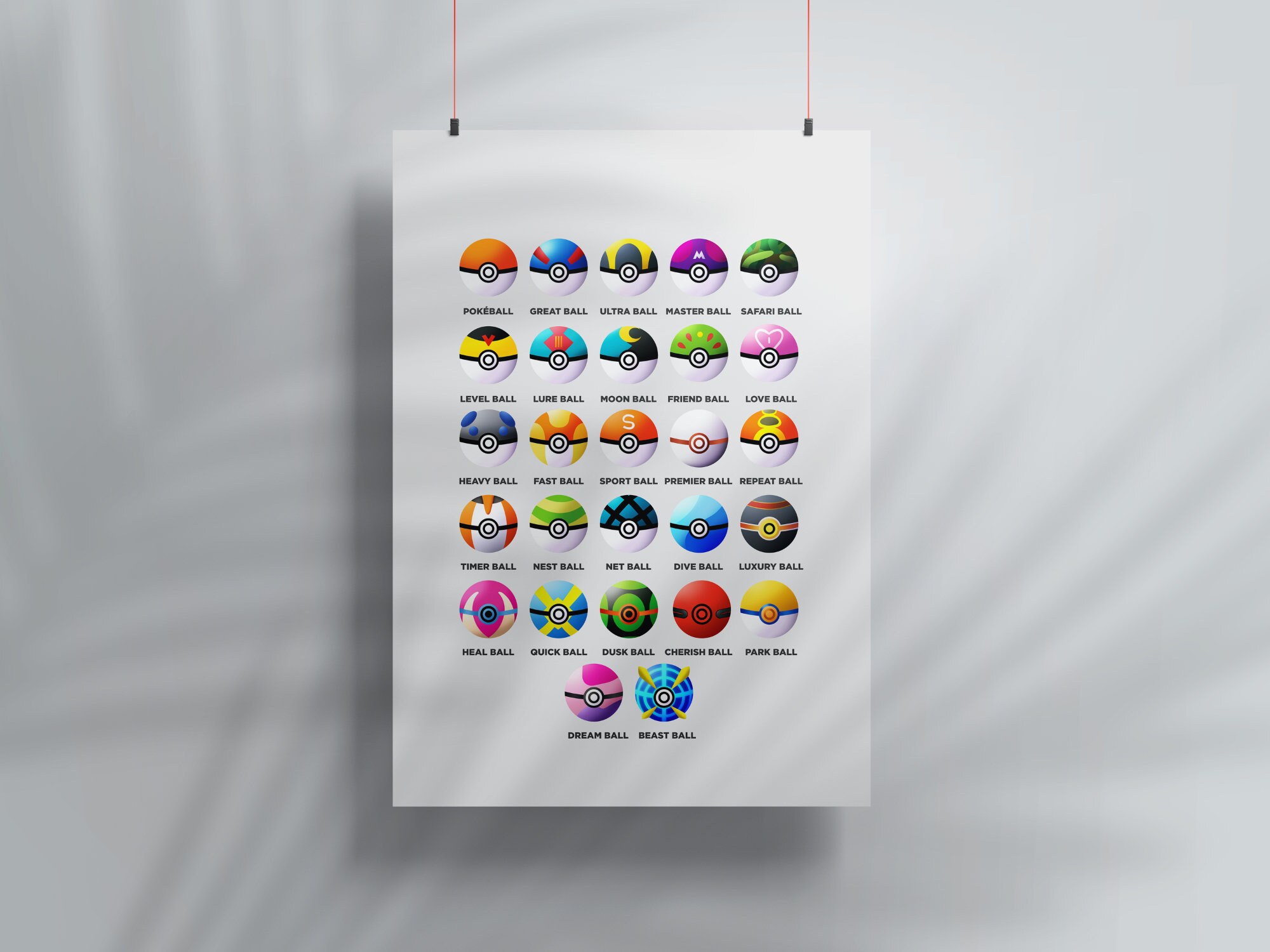 Pokéball Print, Fantasy Poster Minimalist Fantasy Print, Unique Gift ...