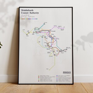 Middle Earth Transit Map, Fantasy Map, Unique Metro Map, Unique Gift ...