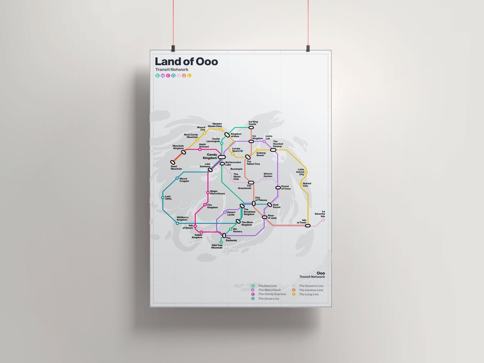 Land of OOO Transit Map, Fantasy Map, Unique Metro Map, Unique Gift ...