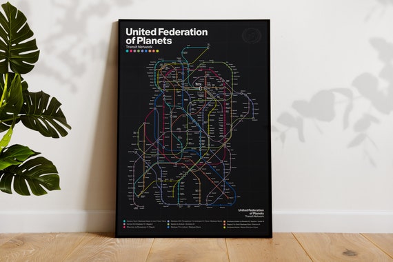 United Federation of Planets Transit Map Fantasy Map Unique | Etsy