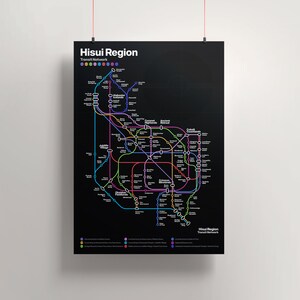 Hisui Region Transit Map, Fantasy Map, Unique Metro Map, Unique Gift ...