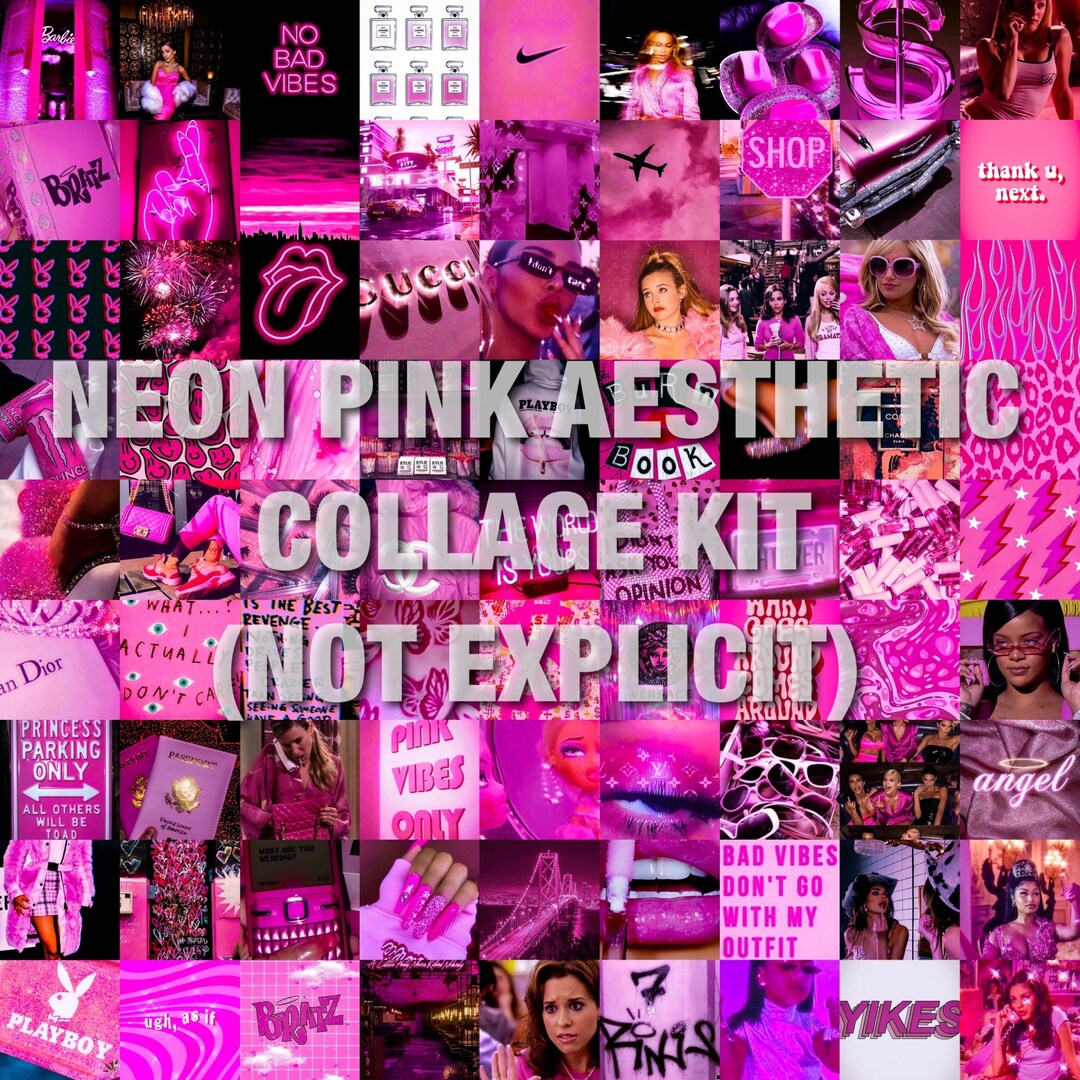 Neon Pink Aesthetic Collage Kit - Etsy