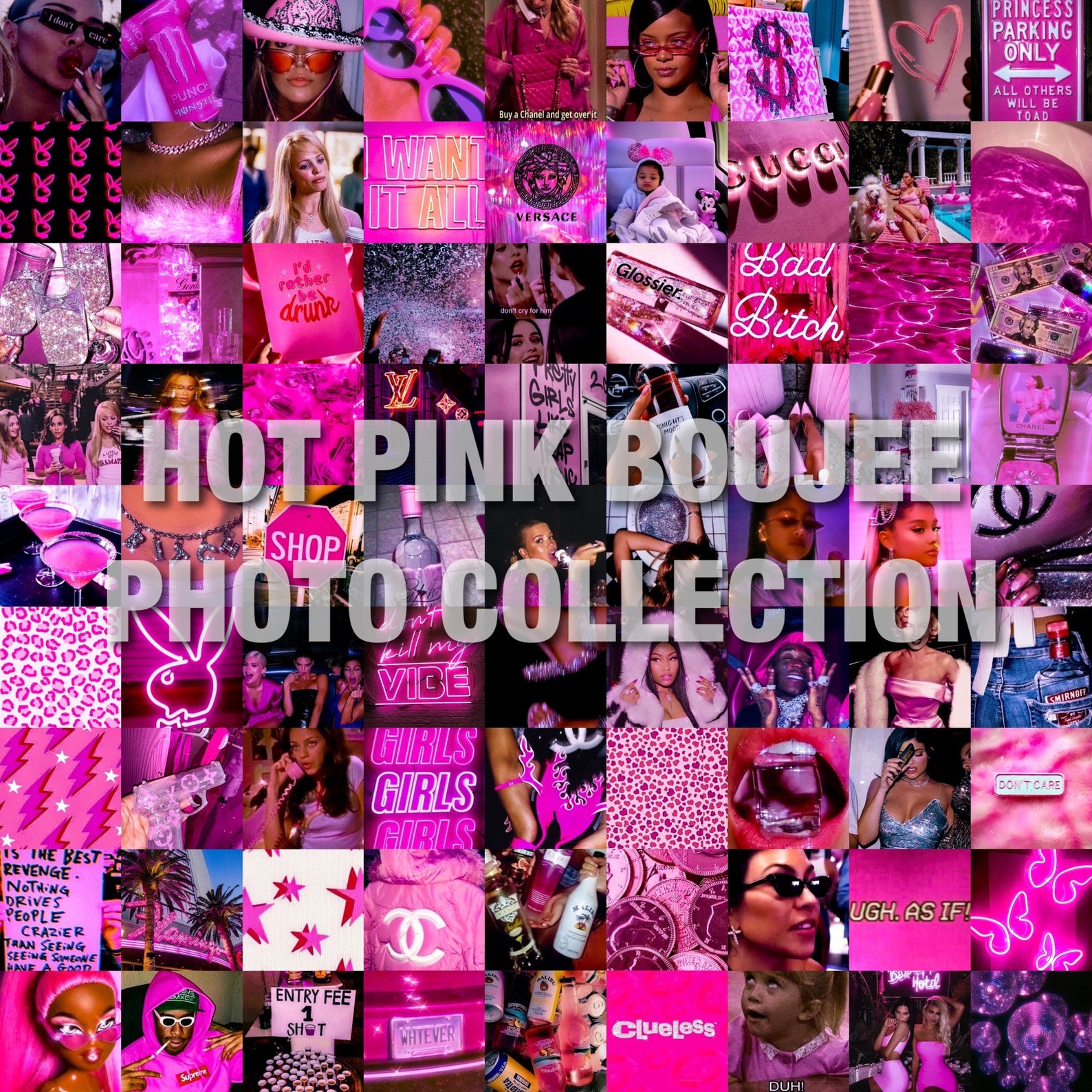 Hot Pink Baddie Aesthetic Collage Kit 115 Pics Etsy Uk