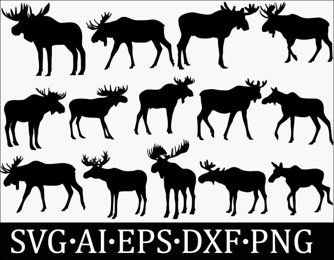 Moose Svg, Moose Svg Bundle. Moose Silhouette. Mosee Clipart, Cut File ...
