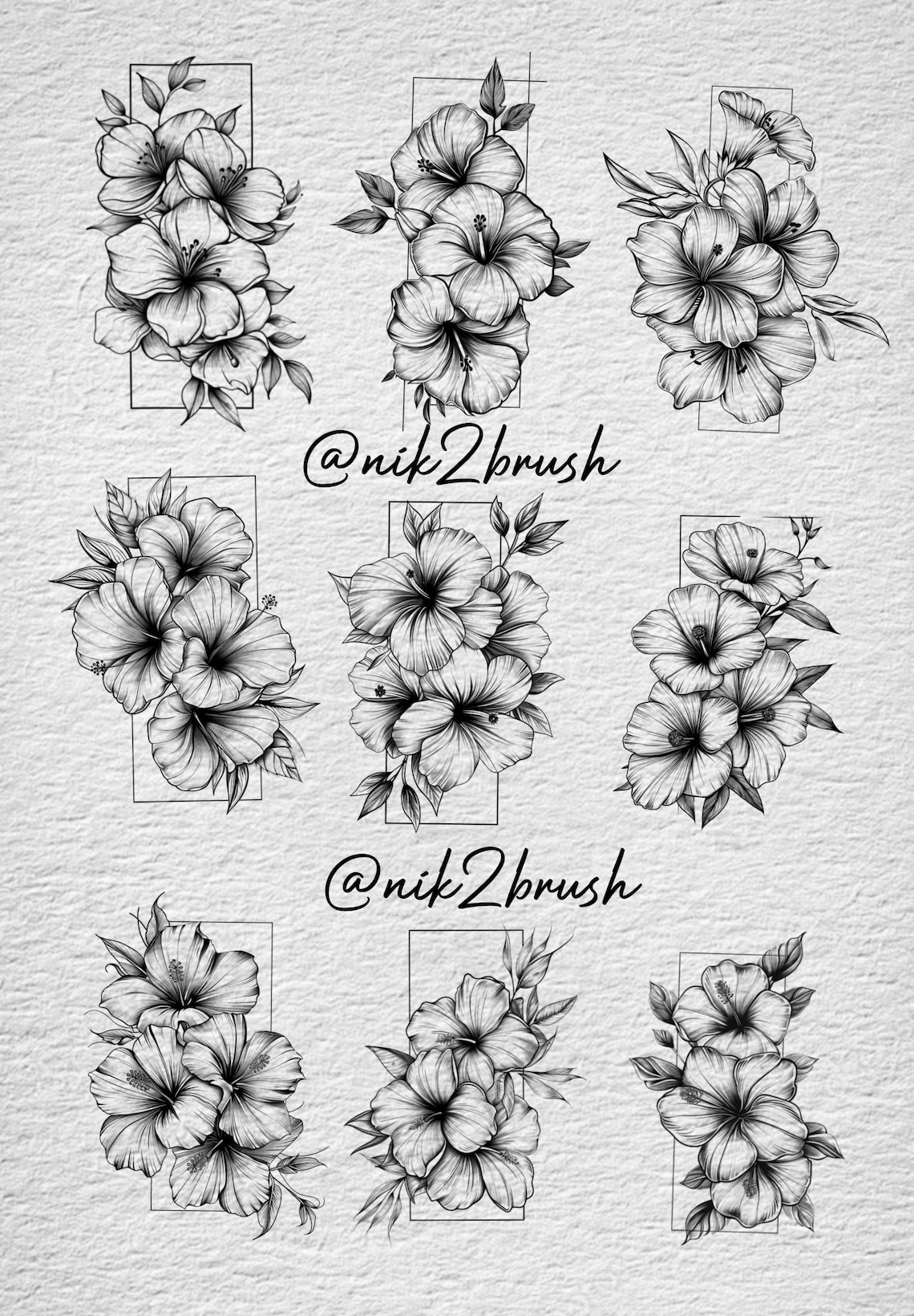 Stamps Tattoo Fine Line Flowers, Procreate Line Pen Drawing Brush ...