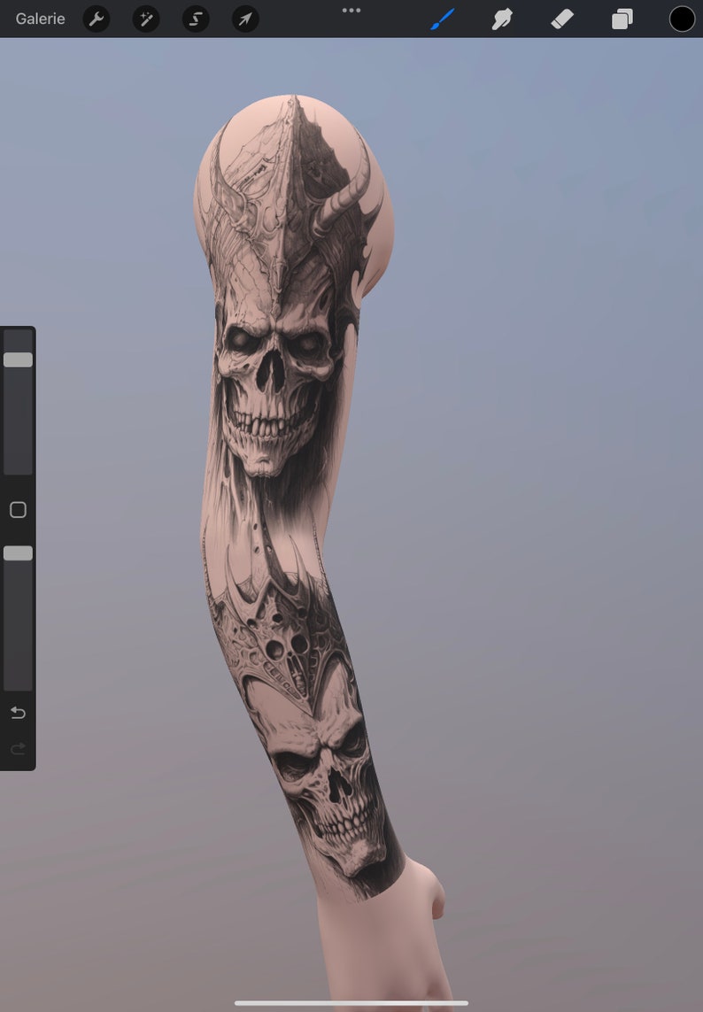 Brush Tattoo Stamp Alien Skull Procreate Line Pen Drawing - Etsy