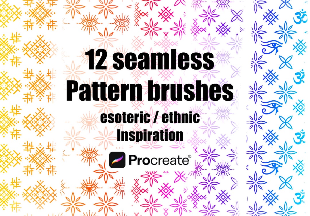 Brushes Procreate Seamless Pattern Ethnic, Esoteric, Zentangle, Geometric Inspiration, Pack of ...