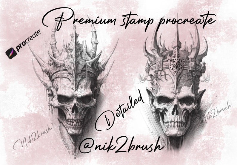 Brush Tattoo Stamp Alien Skull Procreate Line Pen Drawing - Etsy