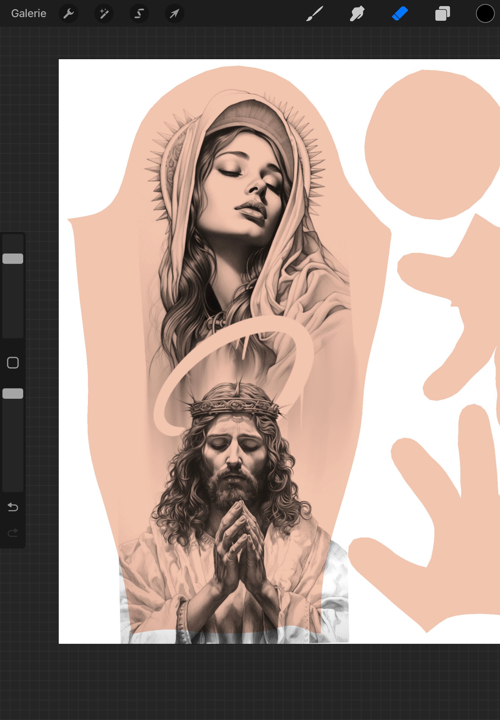 Stamps Tattoo Religious, Procreate Line Pen Drawing Brush Detailed ...