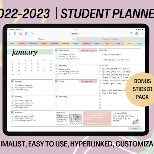 2022-2023 Digital Student Planner Goodnotes Compatible - Etsy